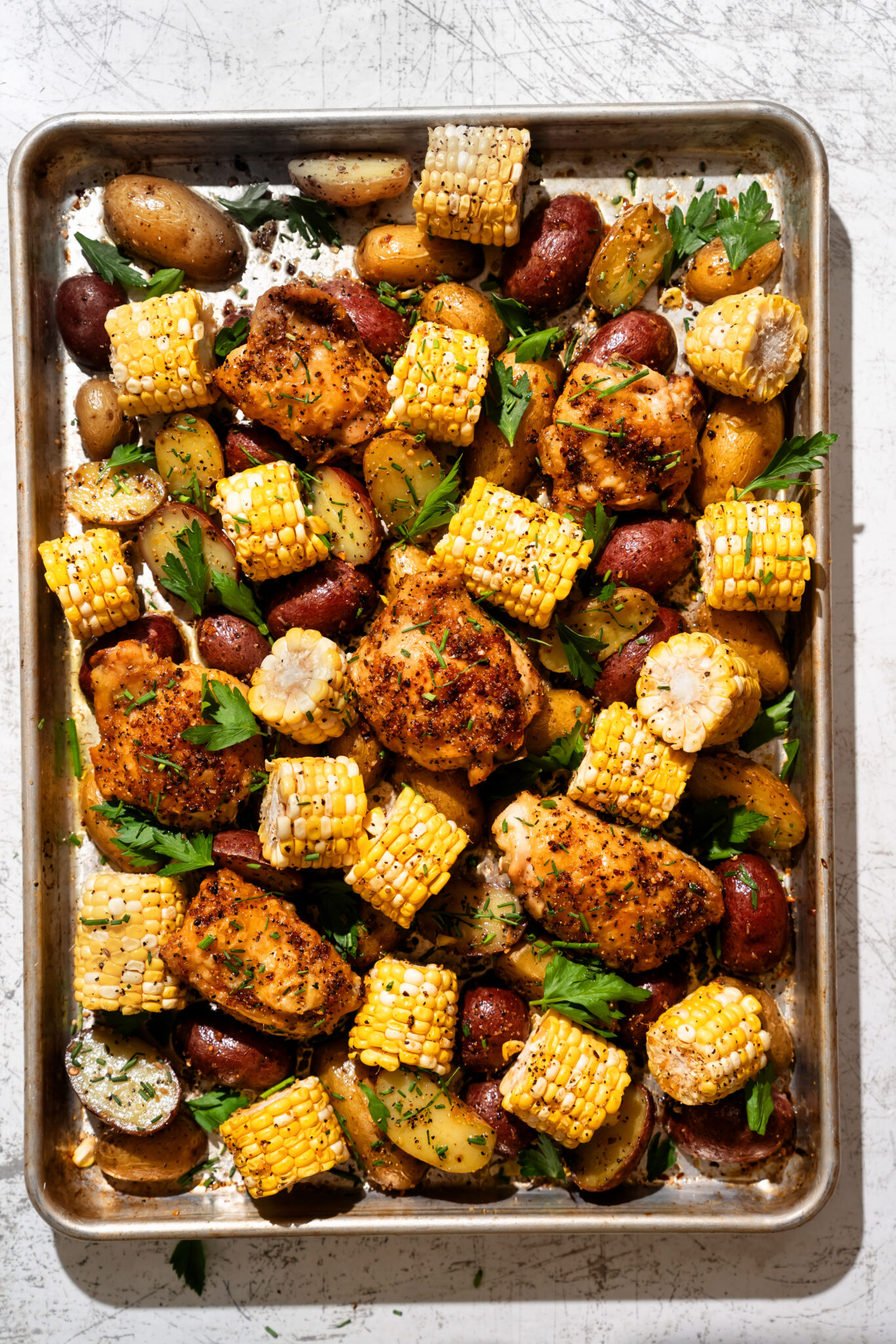 Chicken, Corn + Potatoes Sheetpan Dinner - Real Food by Dad